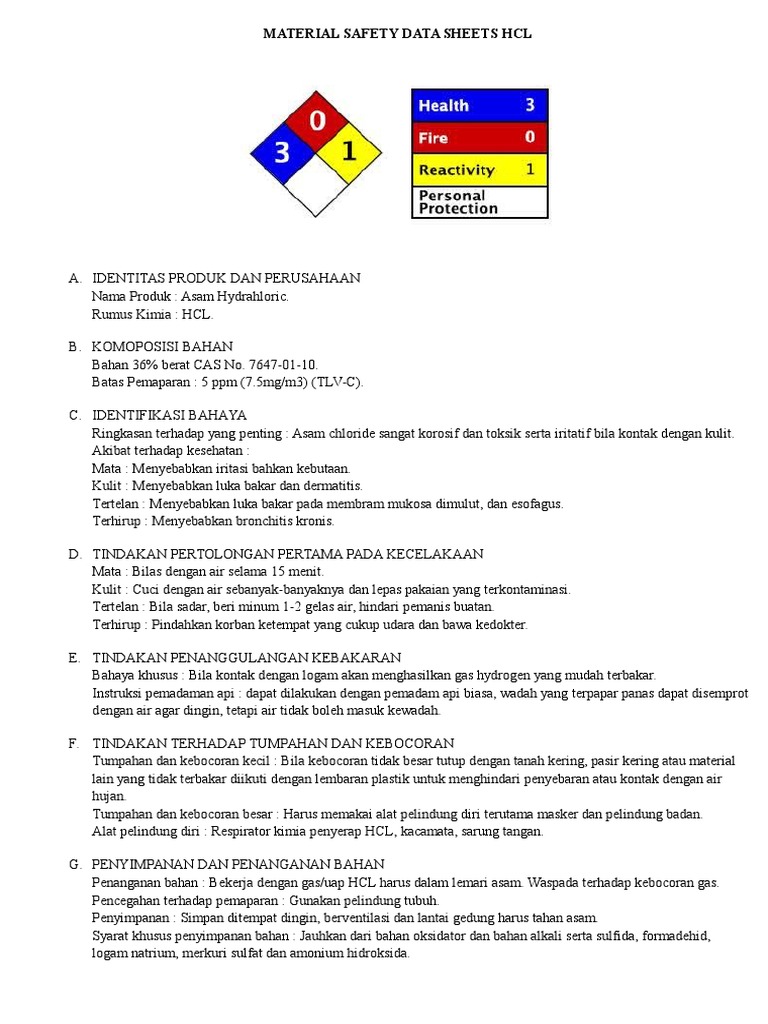 Msds HCL | PDF