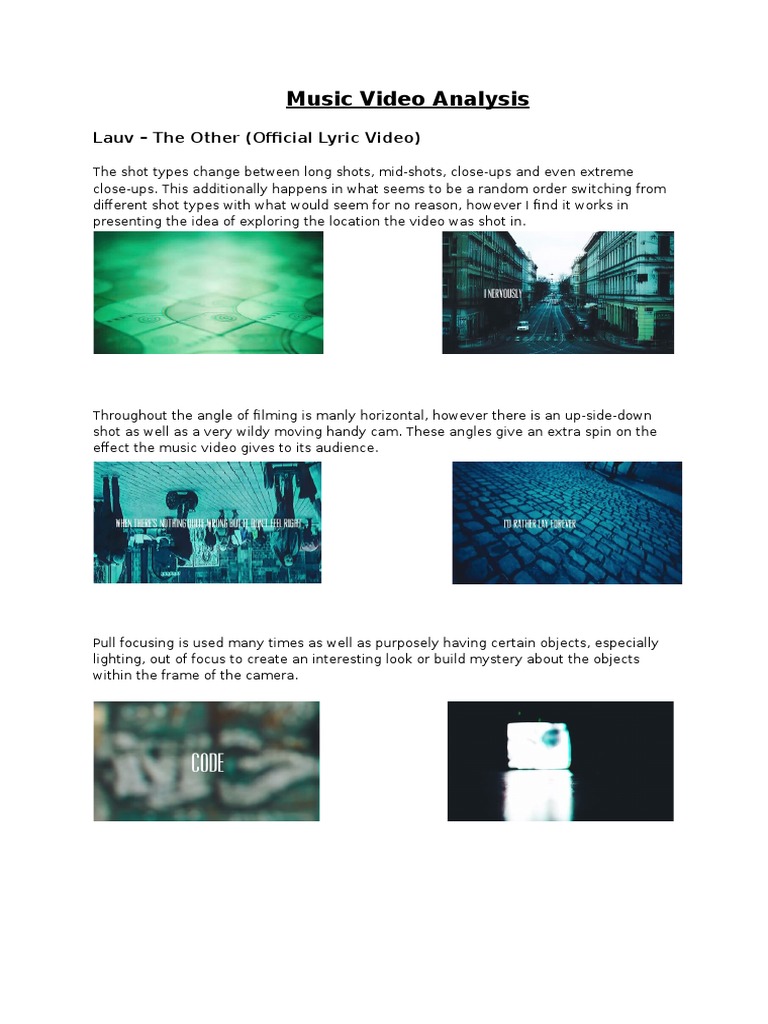 Music Video Analysis Pdf Genre Lighting