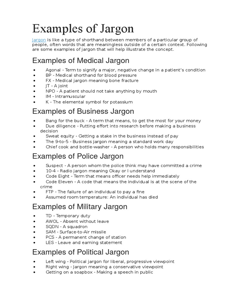 Examples of Jargon | PDF