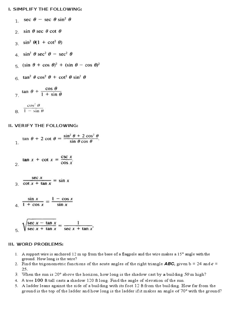 Trigo Exer1 | Download Free PDF | Triangle | Angle