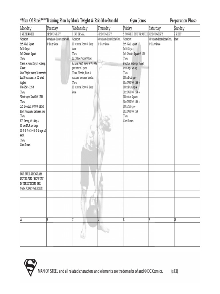 Man of Steel Pre Phase HORIZONTAL | PDF | Athletic Sports | Individual ...