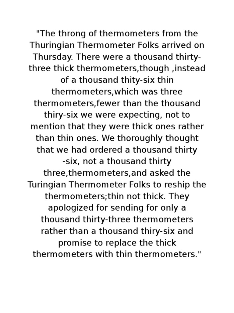 Order Mix-up: Thuringian Thermometer Company Ships Wrong Quantity and ...