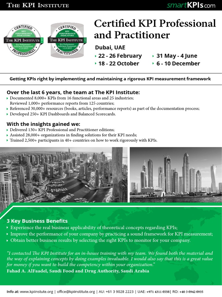 Certified KPI Professional and Practitioner - Dubai - 2015 | PDF ...