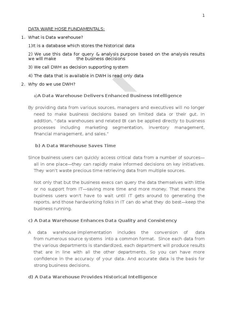 Data Ware Hose Fundamentals | PDF | Data Warehouse | Business Intelligence