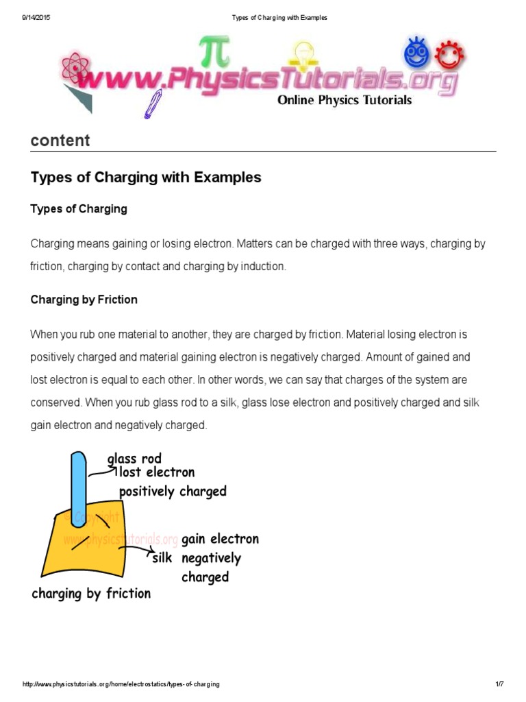 Types of Charging With Examples | PDF | Electric Charge | Electrostatics