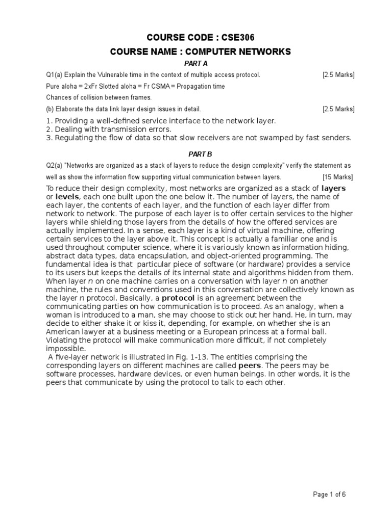CSE306 MTE Solution | PDF | Internet Protocols | Communications Protocols
