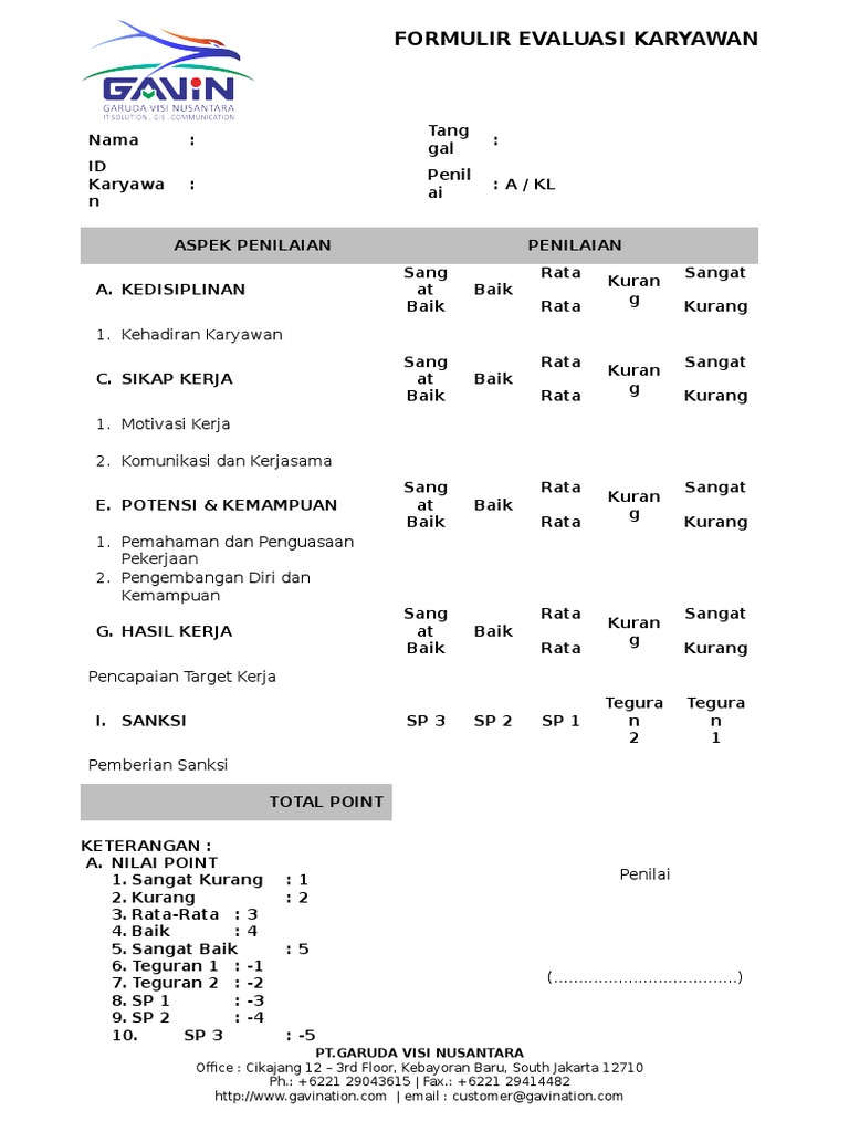 08-Form Evaluasi Karyawan | PDF