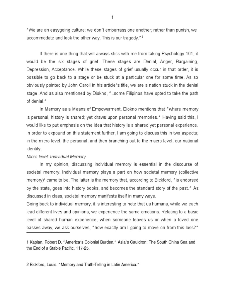 Micro Level: Individual Memory | Download Free PDF | Grief ...