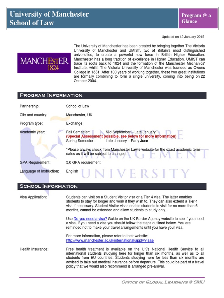 University of Manchester | PDF | Travel Visa | Academic Term