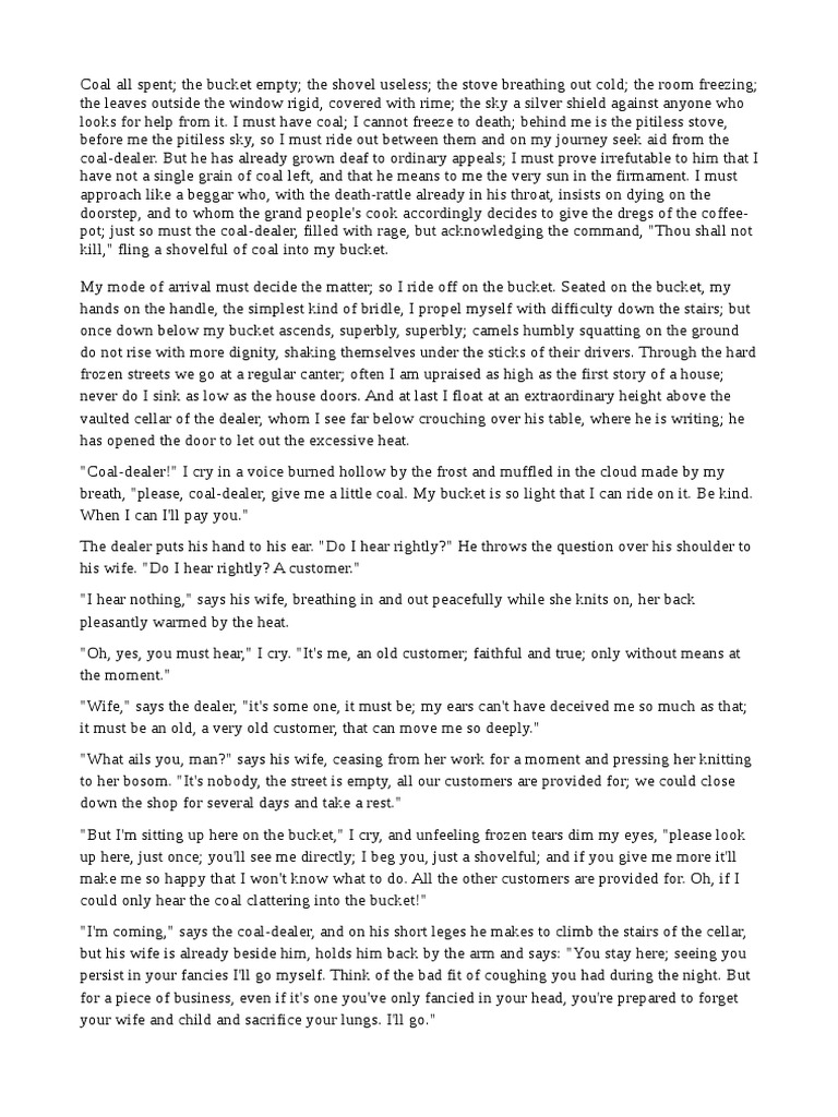 Kafka's "The Bucket Rider" Analysis | PDF | Art | Mystery, Thriller ...