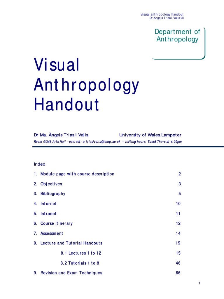 Visual Anthropology Complete Handout | PDF | Anthropology | Material ...