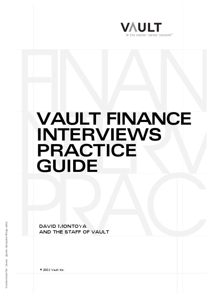 Vault-Finance Practice Guide | PDF | High Yield Debt | Bonds (Finance)