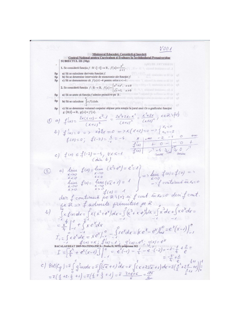 Rezolvari Complete BAC Matematica M2 Subiectul 3 | PDF