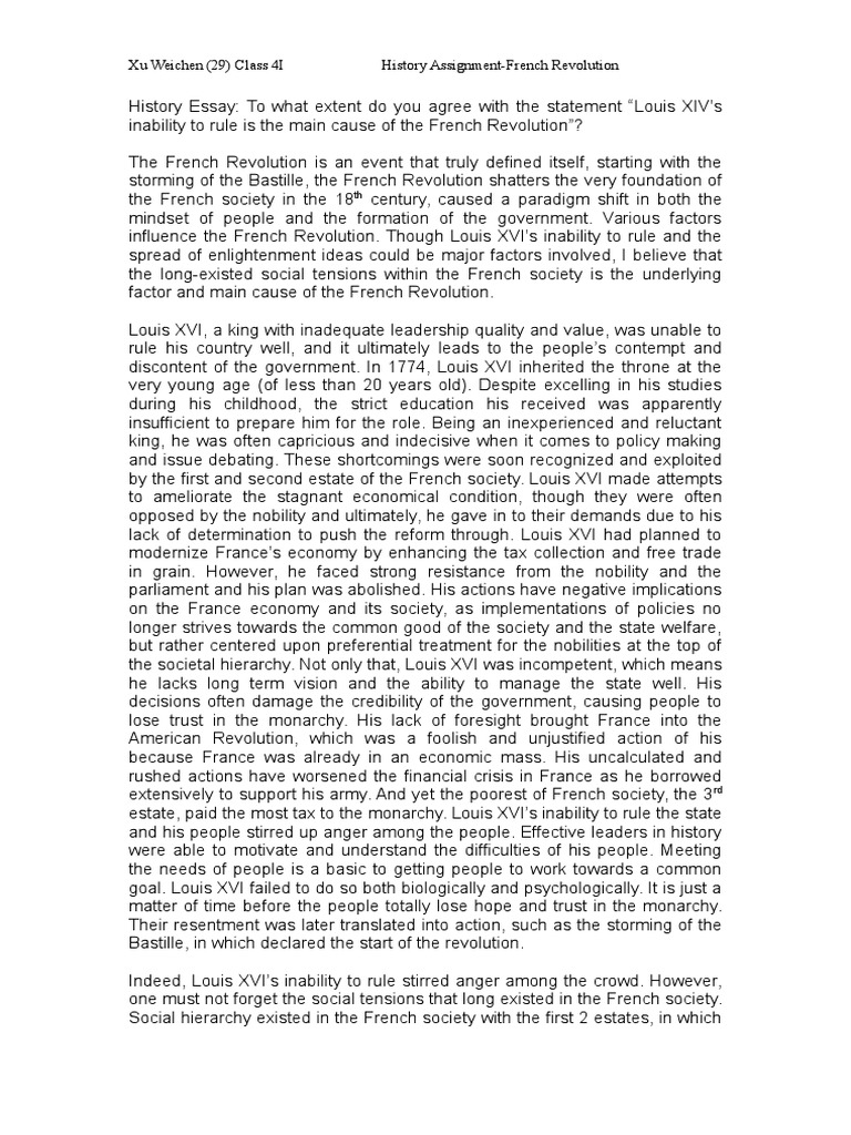 History Essay French Revolution | PDF | French Revolution | France