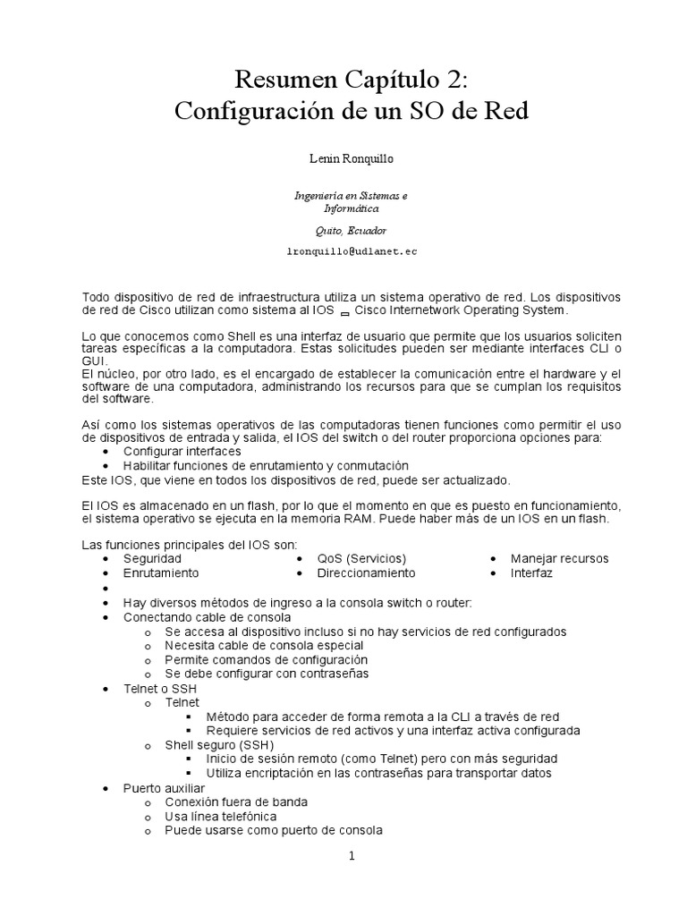 Resumen Capitulo 2 CCNA1 | PDF | Interfaz de línea de comando | Enrutador (Computación)