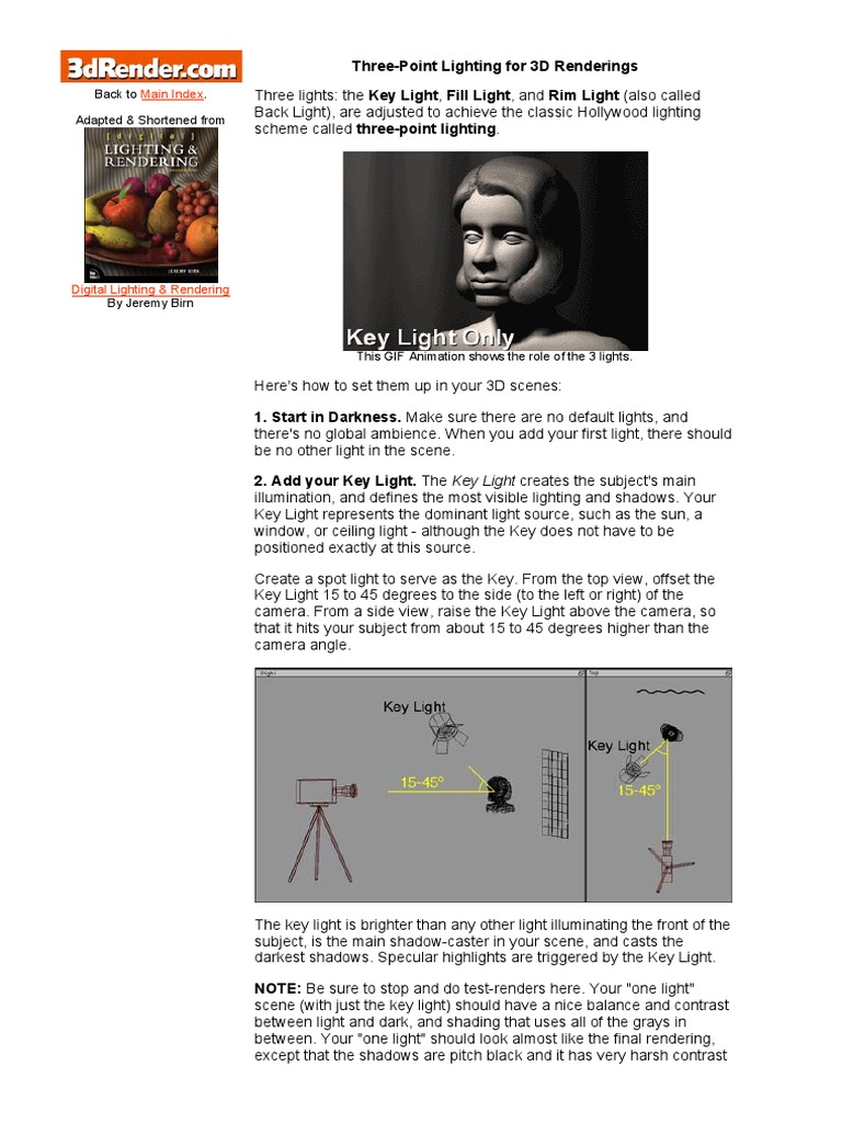 Three Point Lighting Tutorial | PDF | Shadow | Rendering (Computer Graphics)