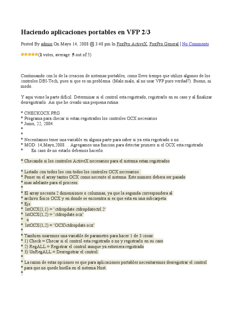 VFP 10 - Haciendo Aplicaciones Portables en VFP Parte 2 | PDF | Introducciones relacionadas con ...