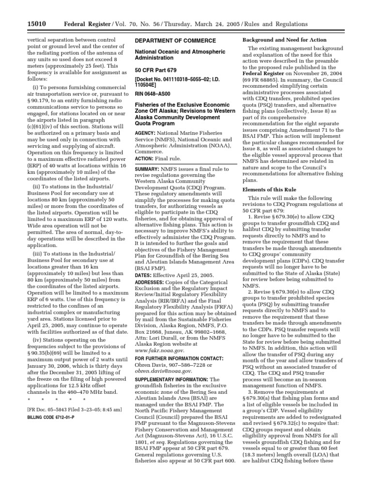 Rule: Fishery Conservation and Management: Alaska Fisheries of ...