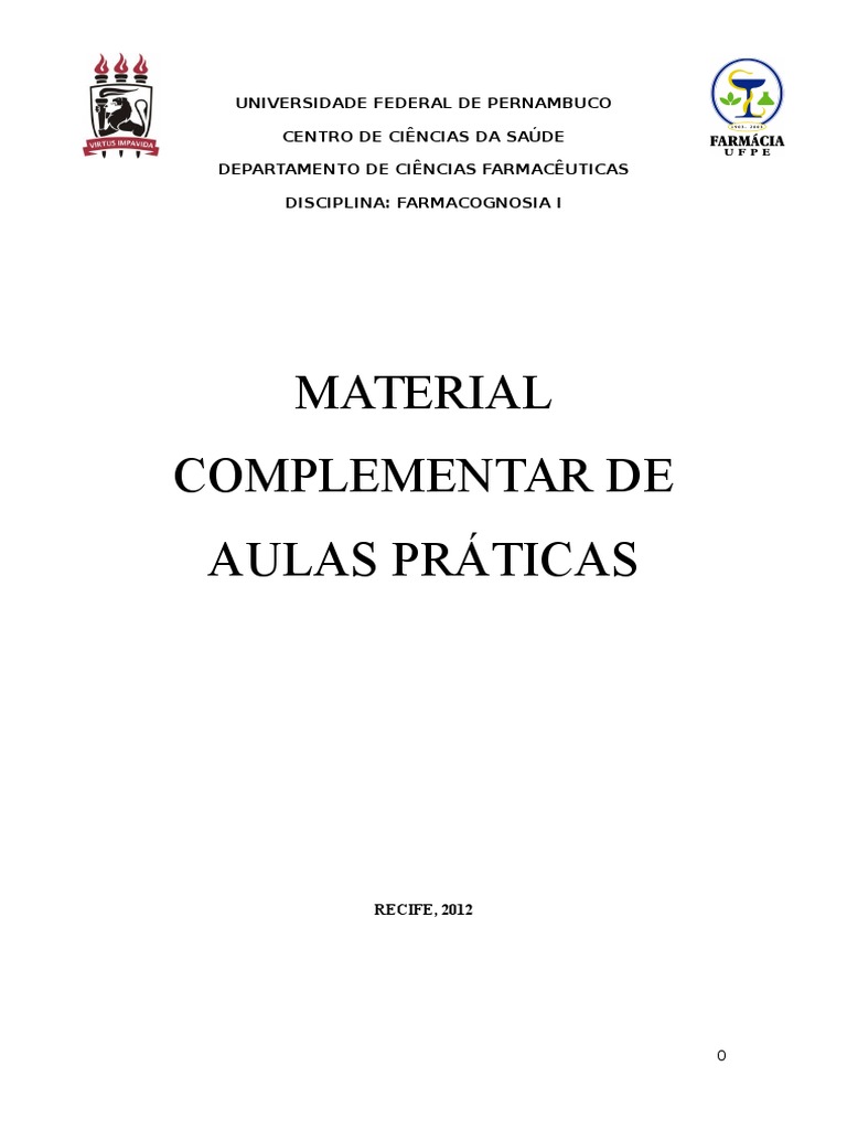 Material Complementar de Aulas Práticas - Farmacognosia I | PDF | Óleo essencial | Ciências Físicas