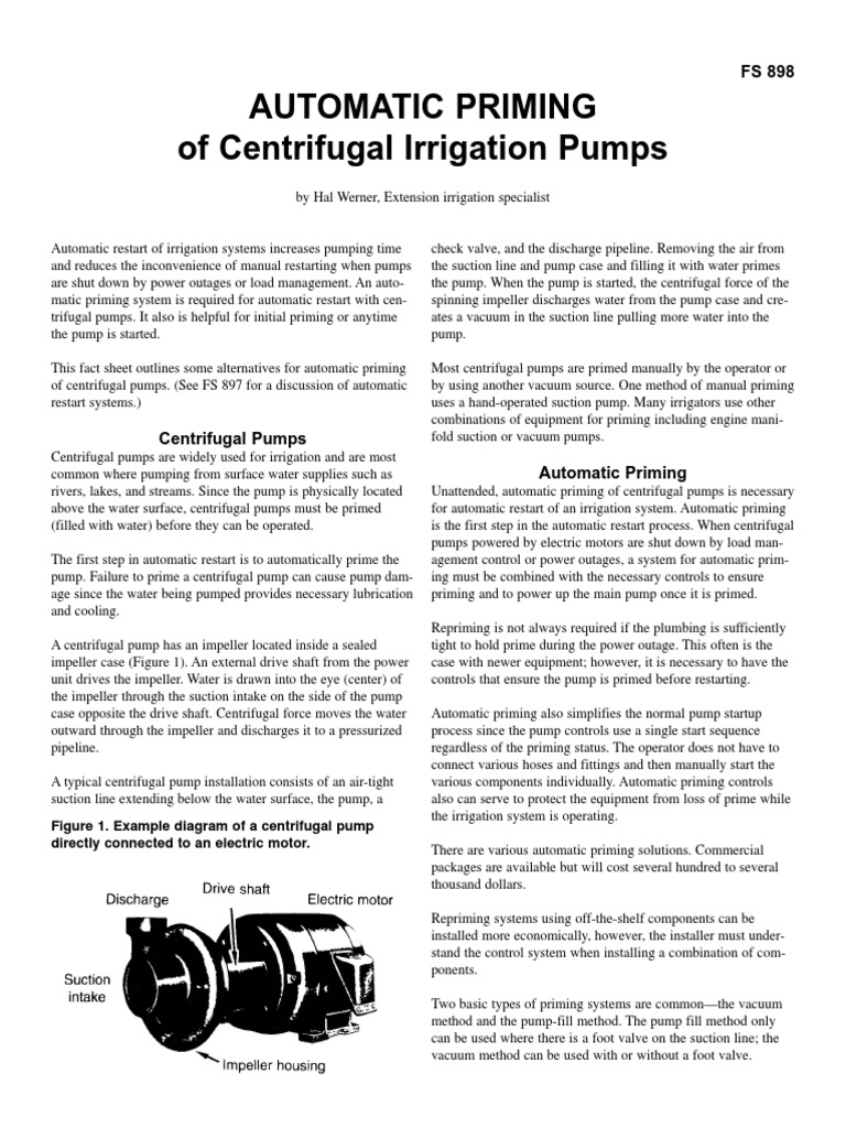 Automatic Priming for Irrigation Pumps | PDF | Pump | Valve