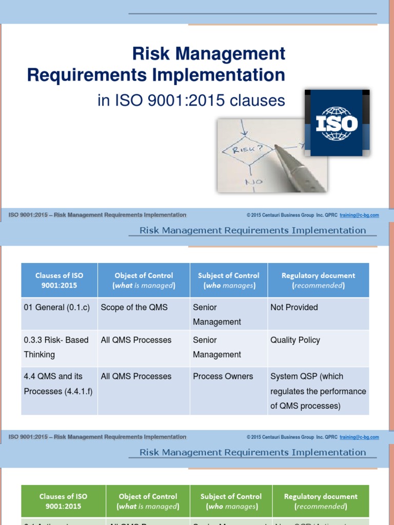 ISO 9001:2015 Risk Management Overview | PDF