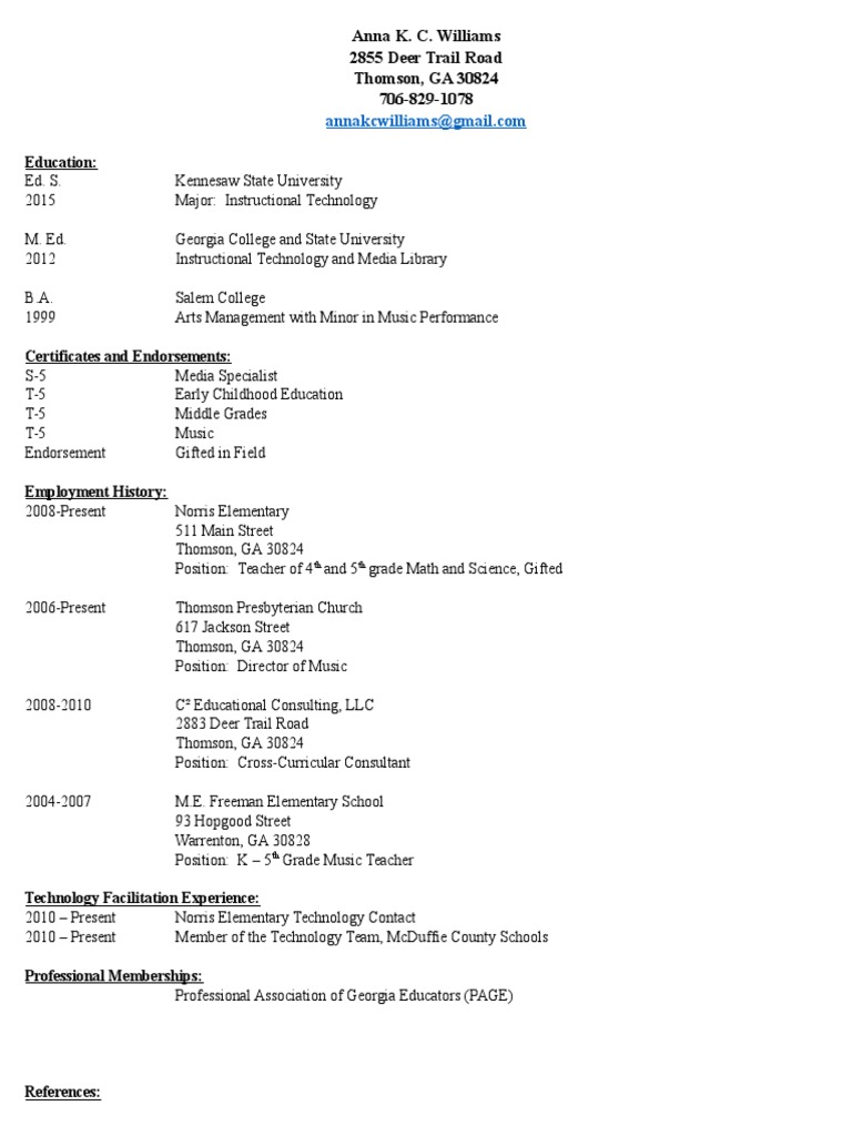 Anna Williams Resume | PDF