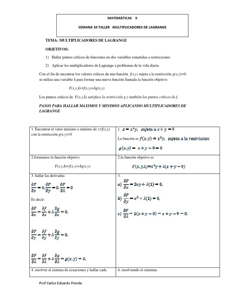 Multiplicadores de Lagrange | PDF | Función (Matemáticas) | Matemáticas Aplicadas