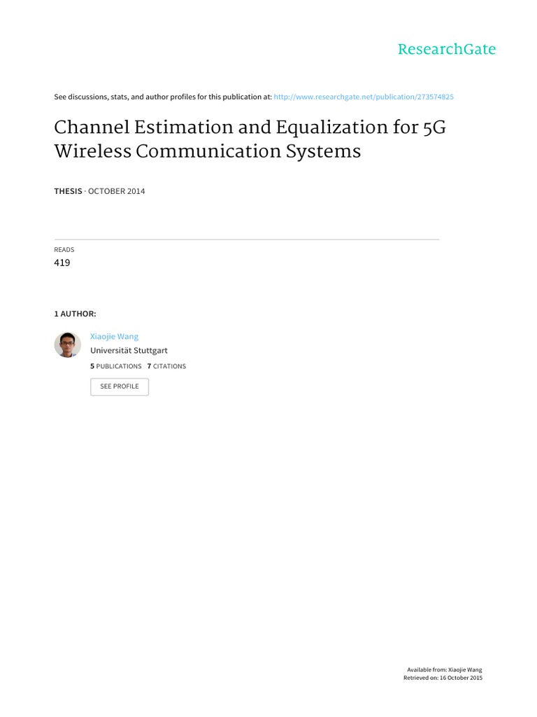 2014 - Channel Estimation and Equalization For 5G Wireless ...