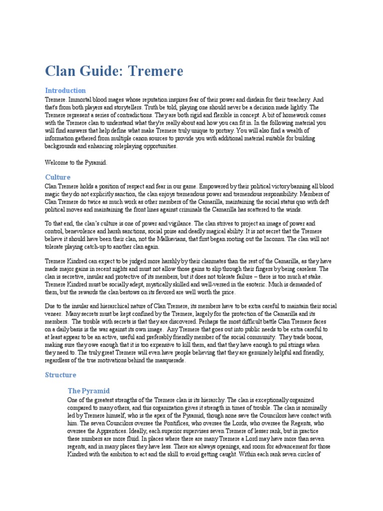 Tremere Clan Guide | PDF