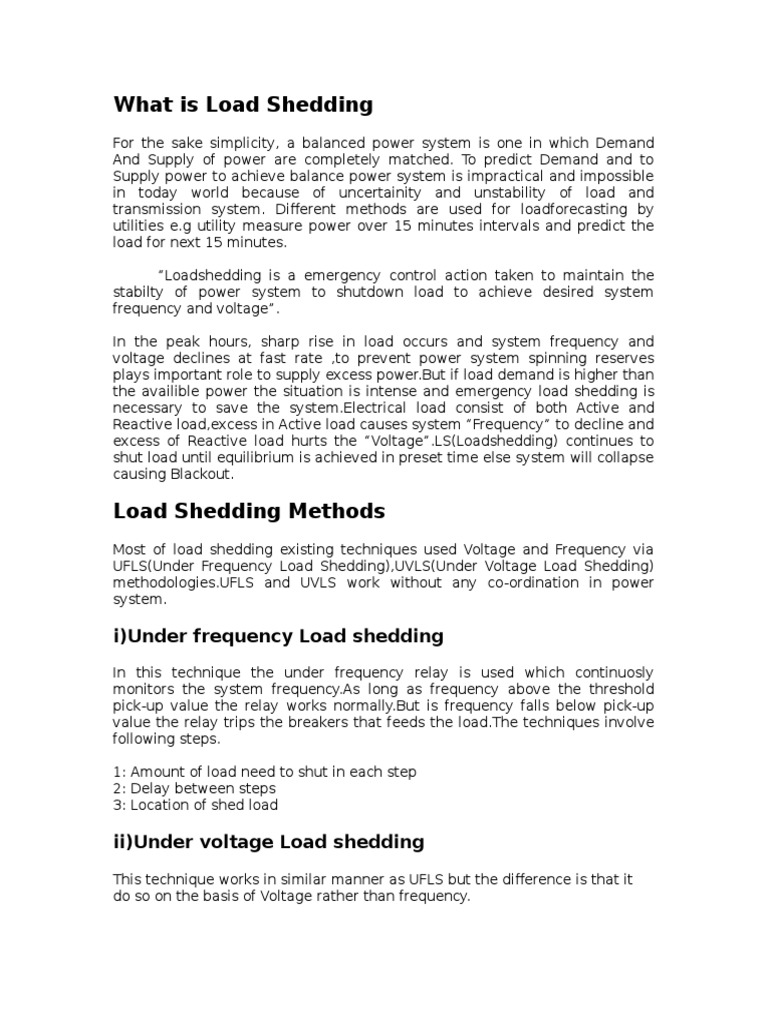 Load Shedding | PDF | Electric Power System | Electrical Grid