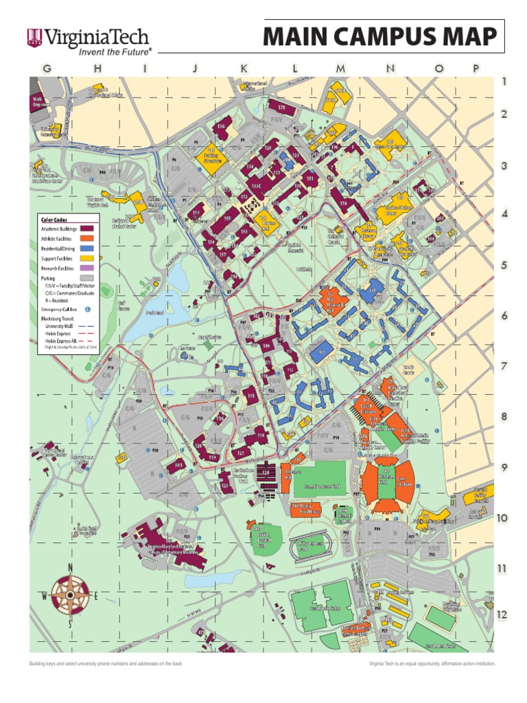 A Guide to Campus: The Main Campus Map of Virginia Tech | PDF