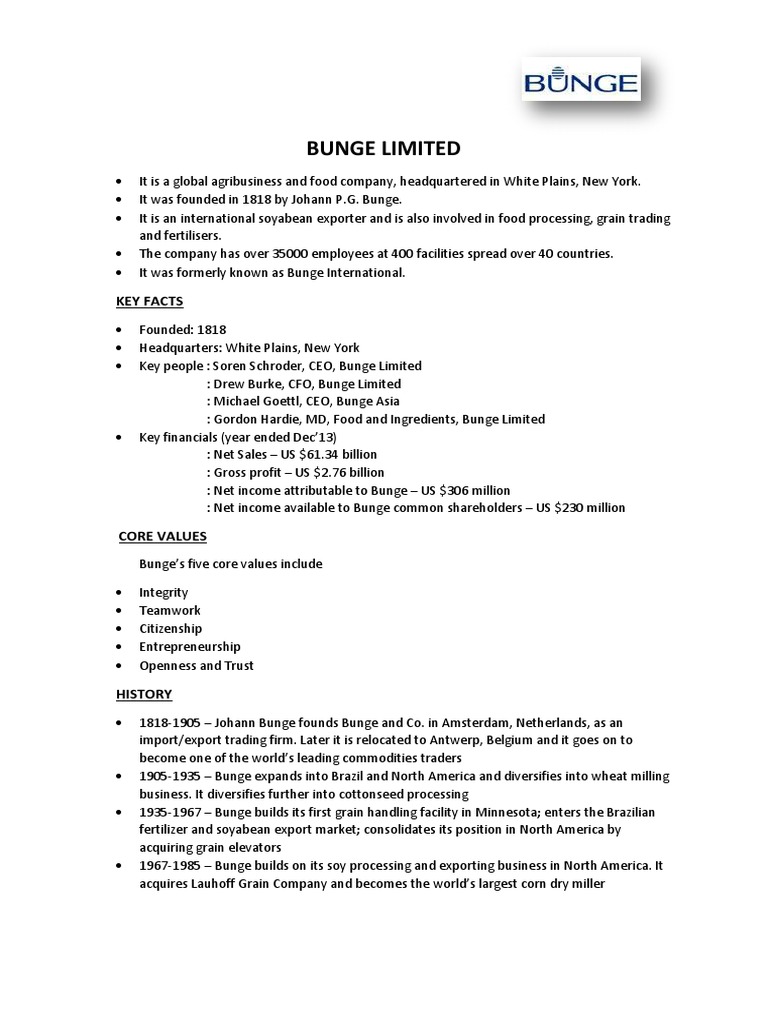 Bunge | PDF | Vegetable Oil | Food And Drink