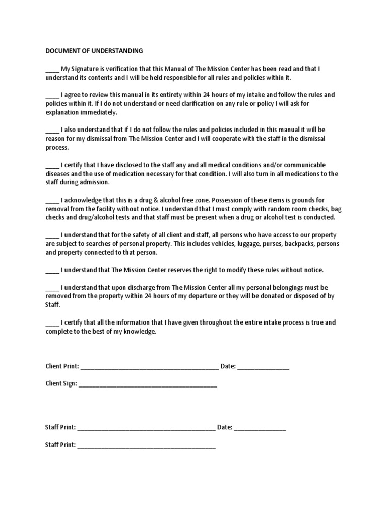 Document of Understanding | PDF