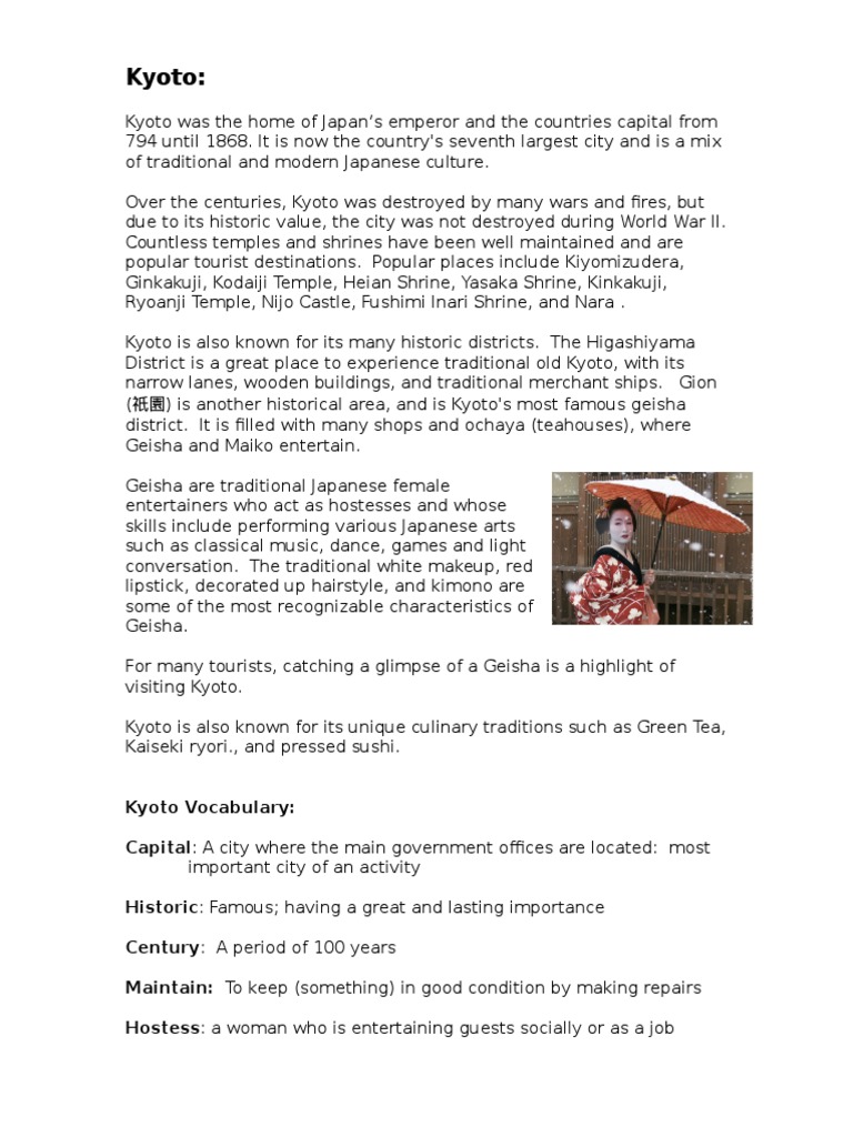 Kyoto: A Cultural and Historic Guide | PDF | Geisha | Kyoto