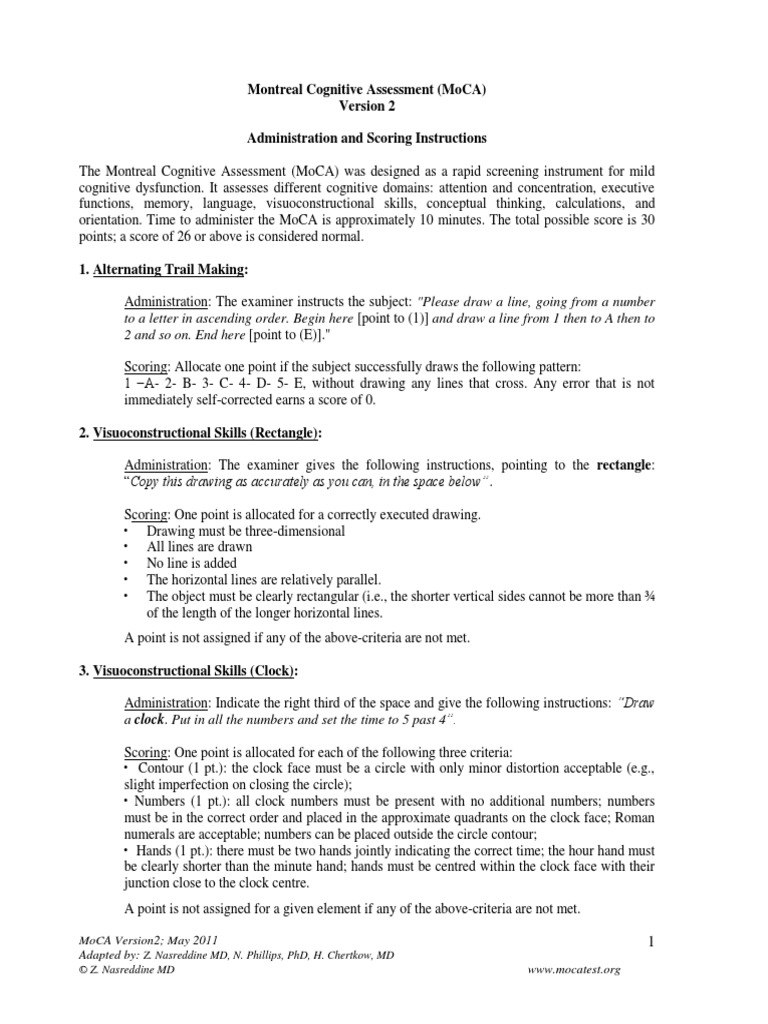 MoCA 7.2 Scoring | PDF | Recall (Memory) | Neuropsychological Assessment