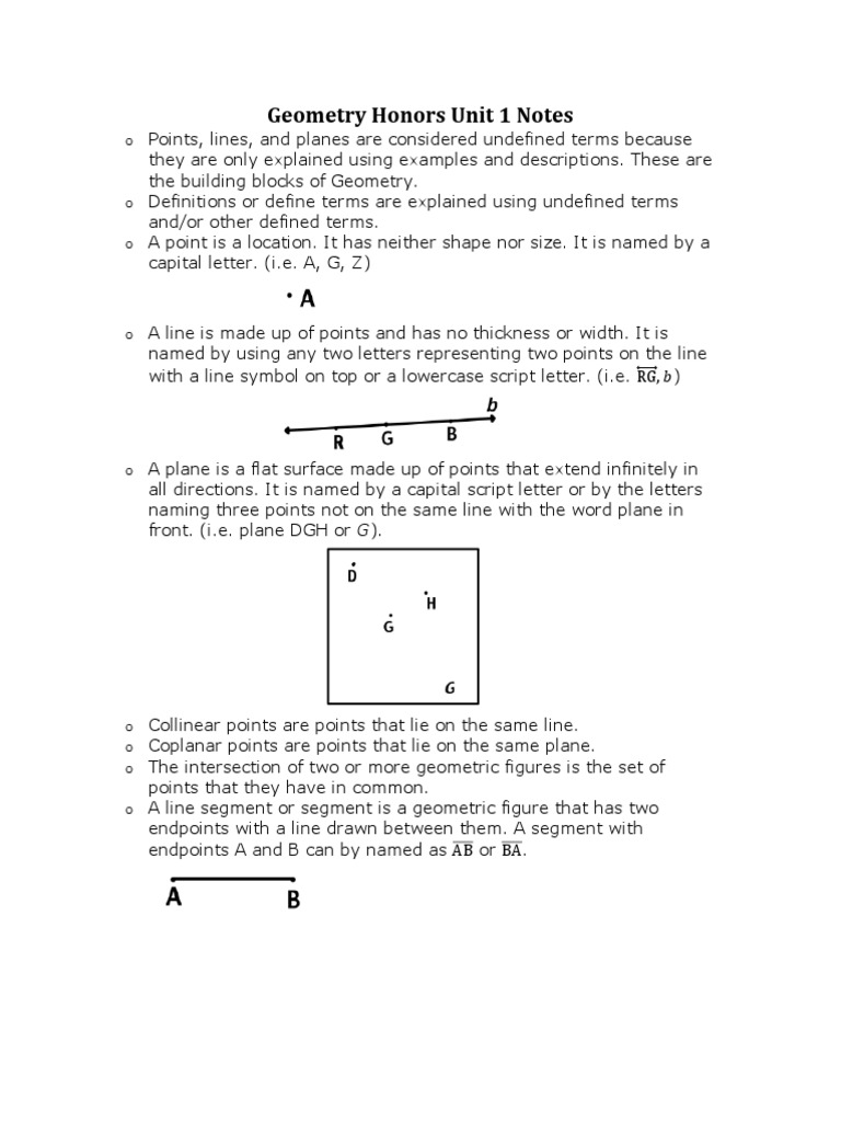 Geometry Notes Unit 1 Honors32 | PDF | Teaching Methods & Materials