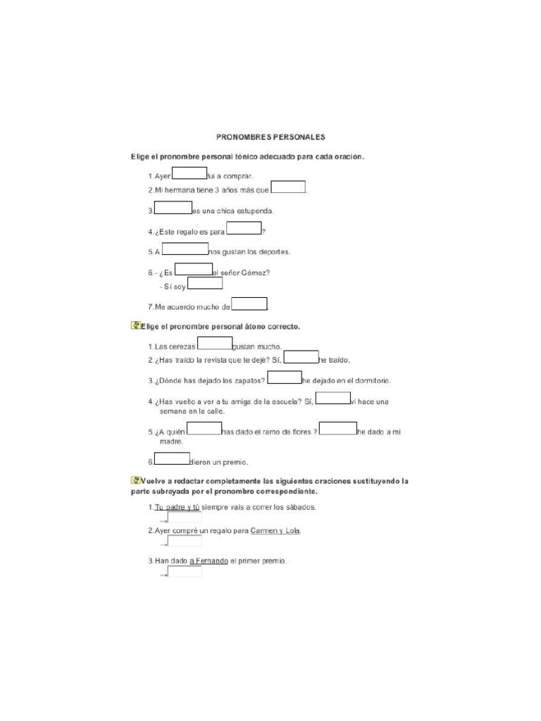 Prueba Pronombres 3 Basico | PDF | Pronombre | Oración