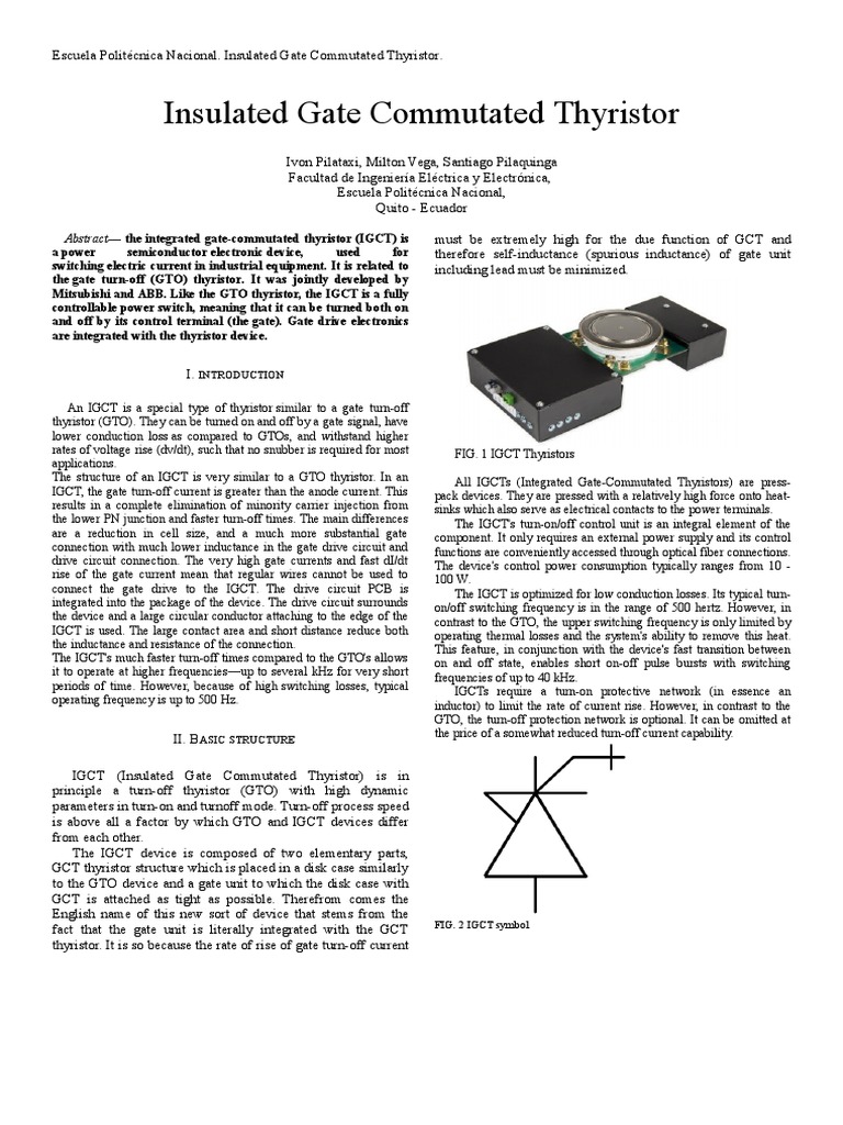 Abstract - The Integrated Gate-Commutated Thyristor (IGCT) Is | PDF ...