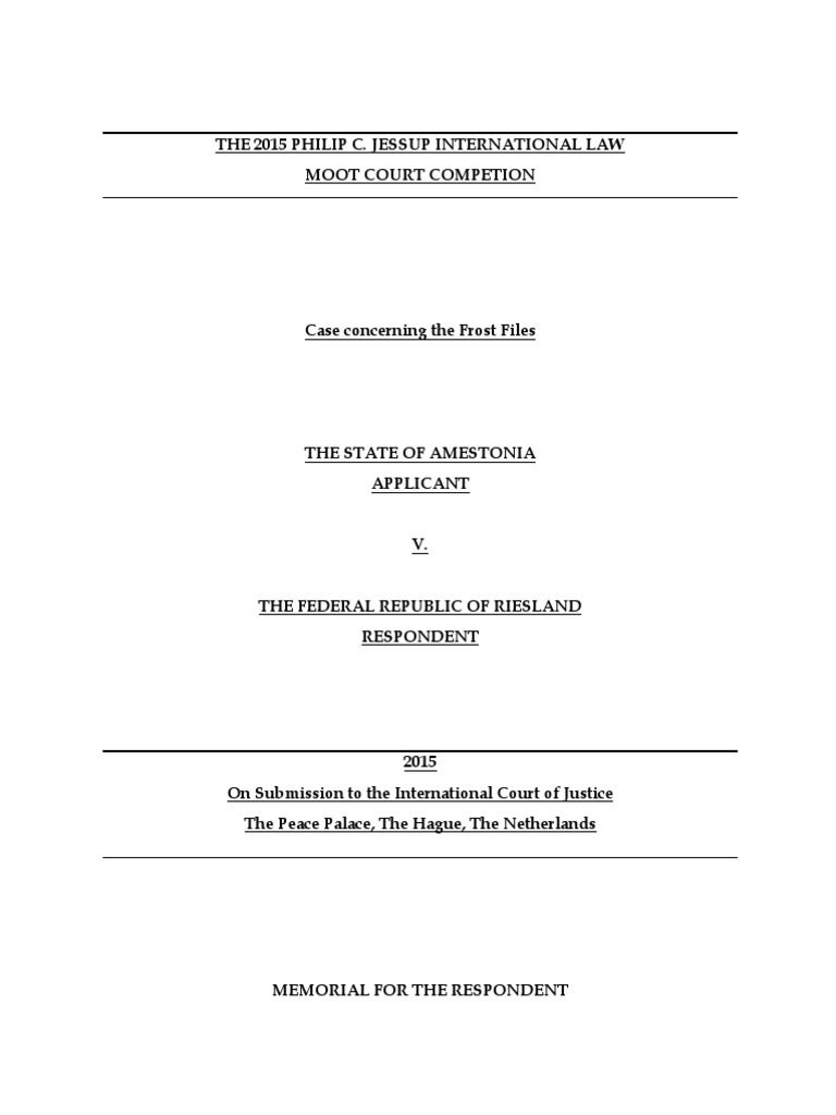 2016 Jessup Memorial (Respondent) by Sui Generis | PDF | Treaty ... 2016 Jessup Memorial (Respondent) by Sui Generis | PDF | Treaty ...