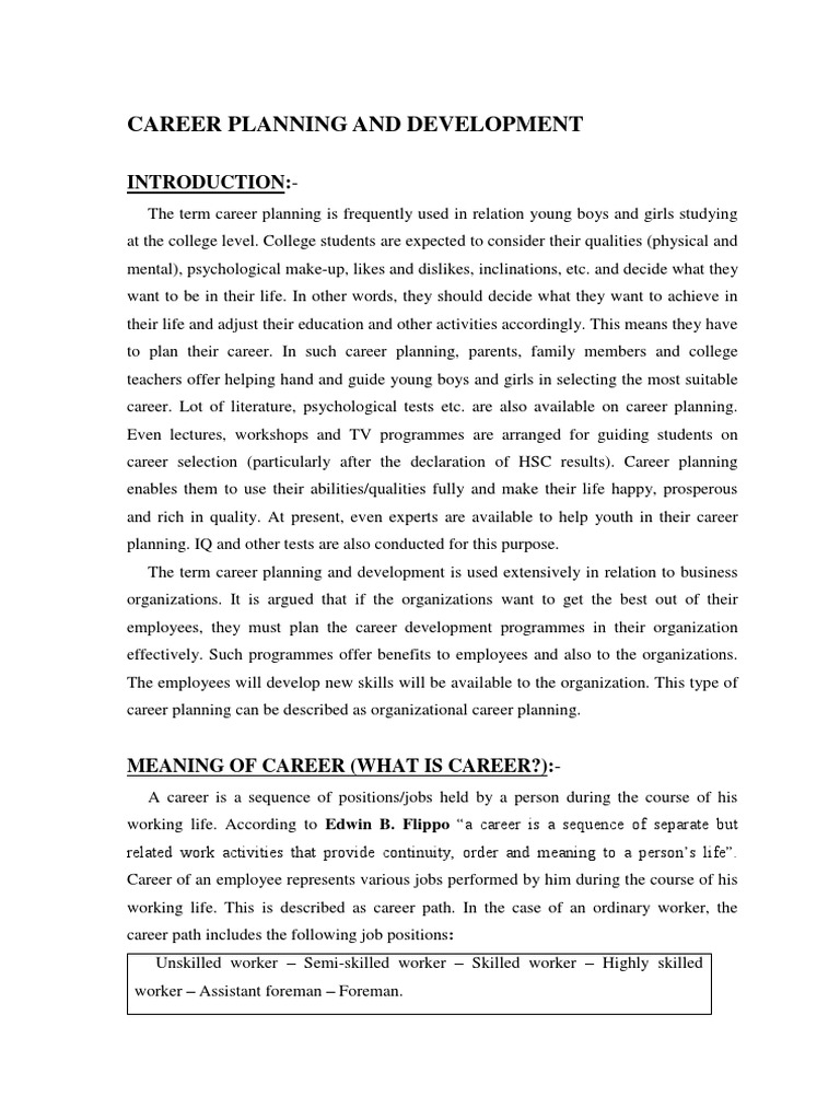 Report Career Planning and Development | PDF | Human Resources | Employment