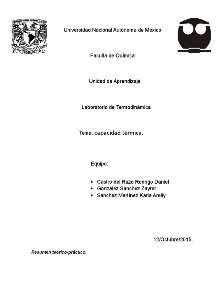 Practica 6 Capacidad Termica | PDF | Capacidad calorífica | Calor