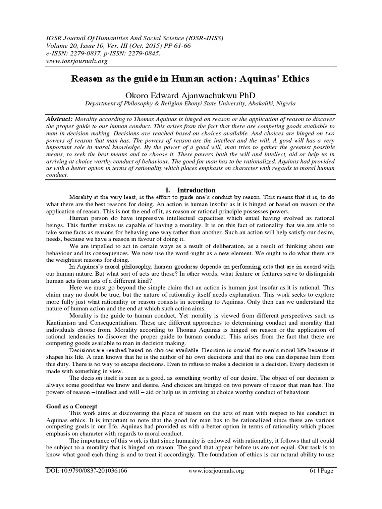 Aquinas' Ethics: Reason in Human Action | PDF | Thomas Aquinas | Reason