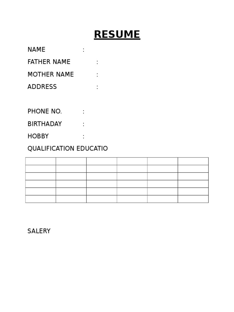 Resume: Name: Father Name: Mother Name: Address | PDF