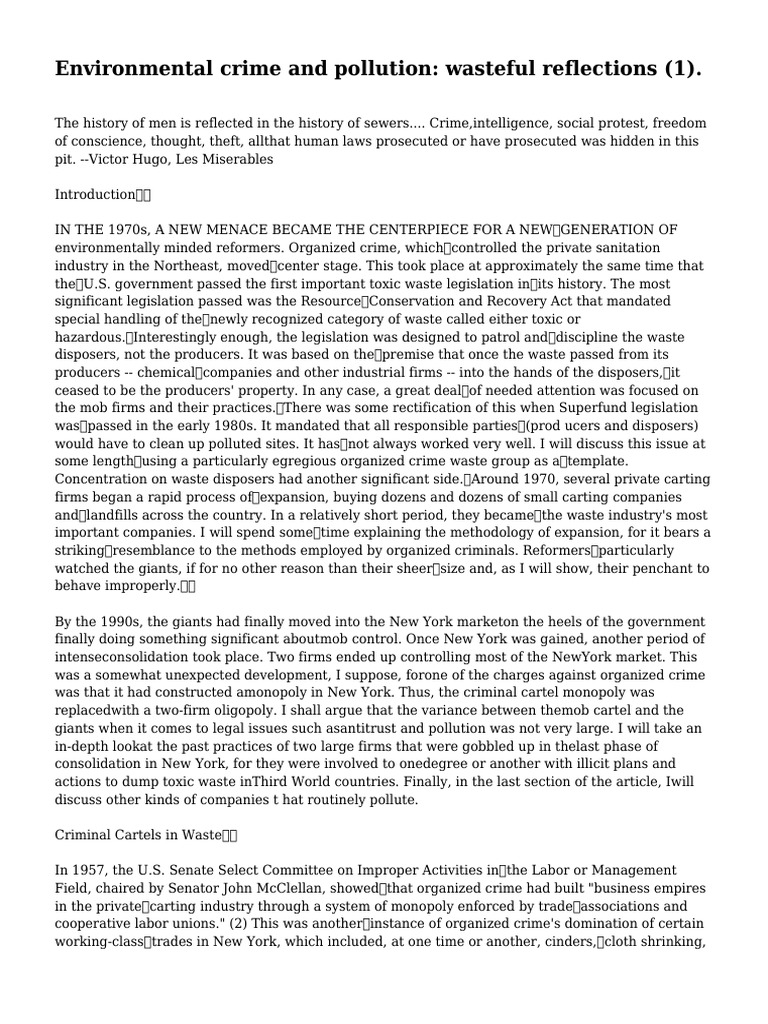 Environmental Crime and Pollution: Wasteful Reflections (1) . | PDF ...