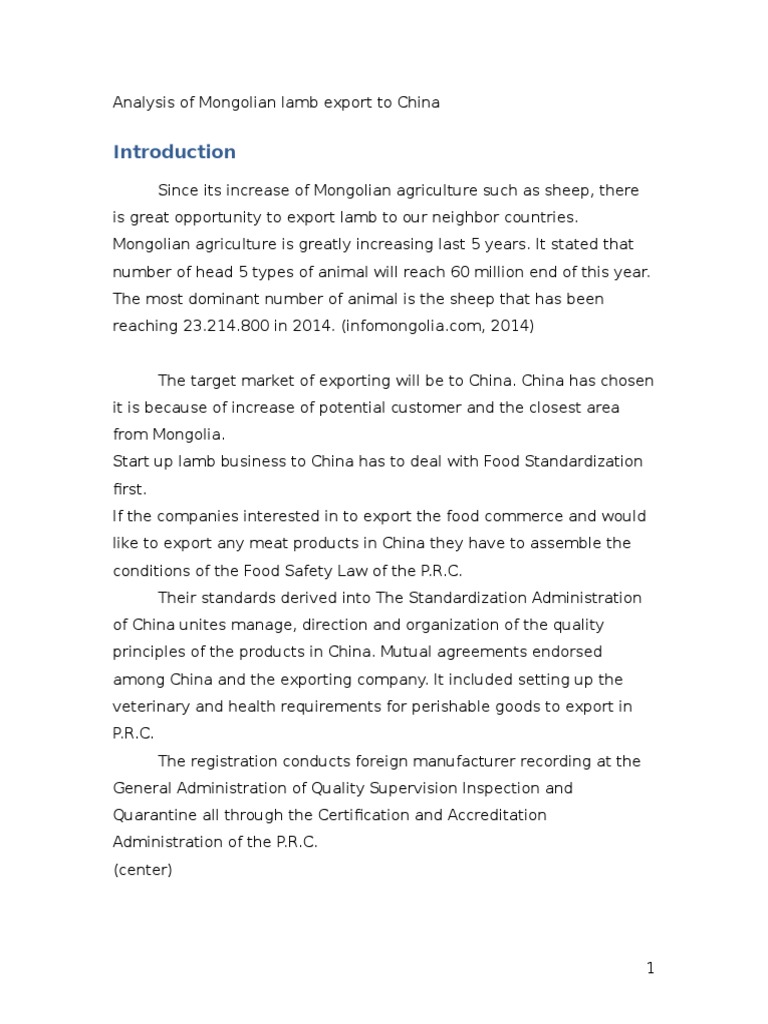 Lamb Export To China From Mongolia | PDF | Alibaba Group | China