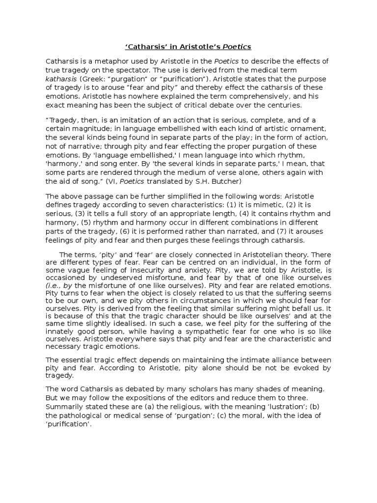 Aristotle's Concept of Catharsis Explained | PDF | Tragedy | Poetics ...