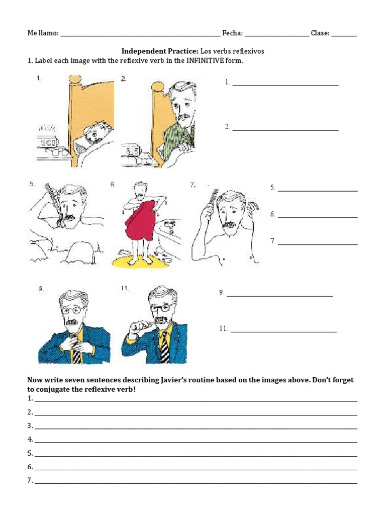 Reflexive Verbs Practice Worksheet | PDF | Language Arts & Discipline ...
