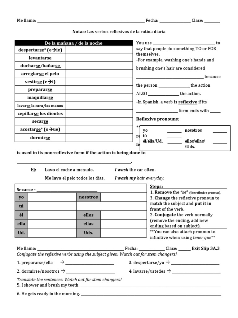 Notas Reflexive Verbs | PDF | Syntax | Linguistic Morphology