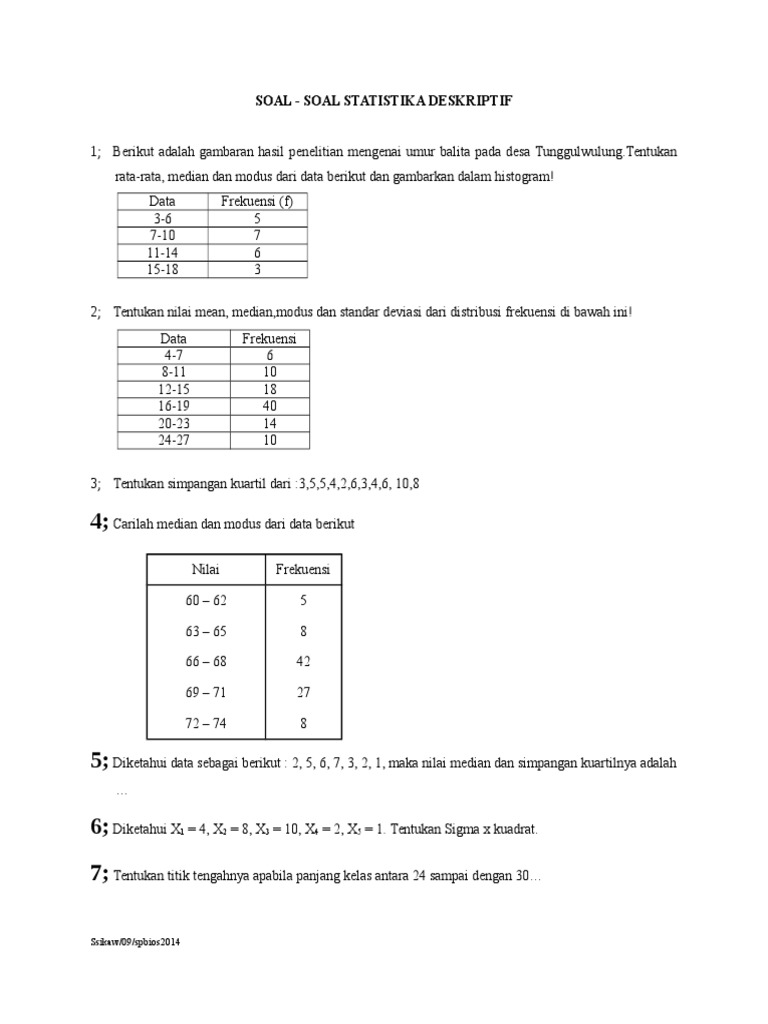 Latihan Soal Stat Deskriptif | PDF | Metode & Bahan Ajar