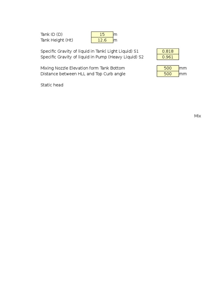 Tank Static Head Calculation | PDF | Fluid Mechanics | Gas Technologies